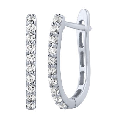 Click here for .23 CT. T. W. Diamond Hoop Earrings in 14k White G... prices