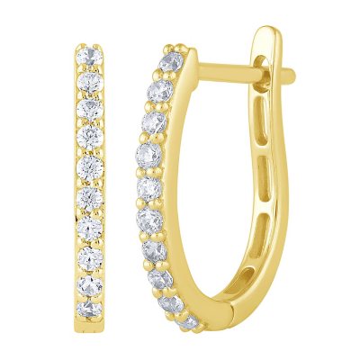 Click here for .23 CT. T. W. Diamond Hoop Earrings in 14k Yellow... prices