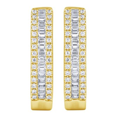 Click here for 0.46 CT. T. W. Round Cut Diamond Hoop Earrings in... prices