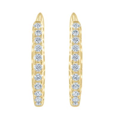 Click here for 0.46 CT. T. W. Round Cut Diamond Hoop Earrings in... prices