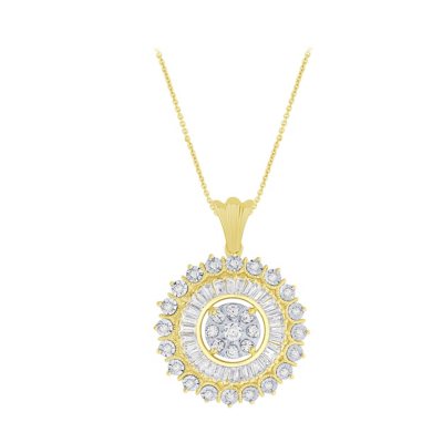 Click here for 0.46 CT. T.W. Round & Baguette Cut Diamond Pendant... prices