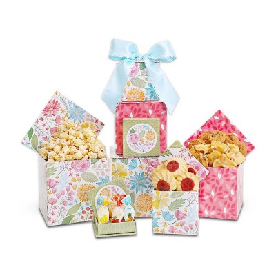 Click here for Alder Creek Gift Baskets Blooms & Bliss Gift Tower prices