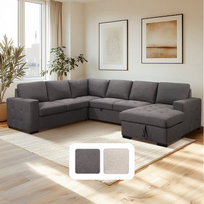 Click here for Dylan Stain-Resistant Fabric 6 Seat Storage Sectio... prices