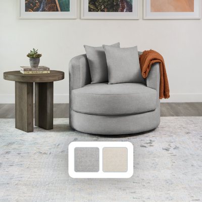 Click here for Elliot Oversized Moon Swivel Chair  Light Gray:- L... prices