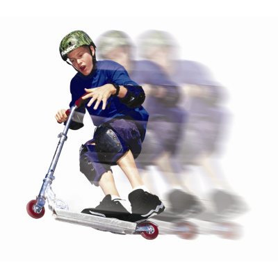 Kid riding a razor scooter store
