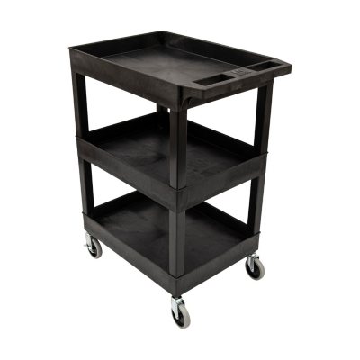 Click here for 24 x 18 Plastic Utility Tub Cart- Three Shelf-Blac... prices