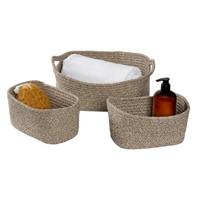Honey-Can-Do 3-Piece Set of Cotton Nested Texture Baskets, Champagne ...