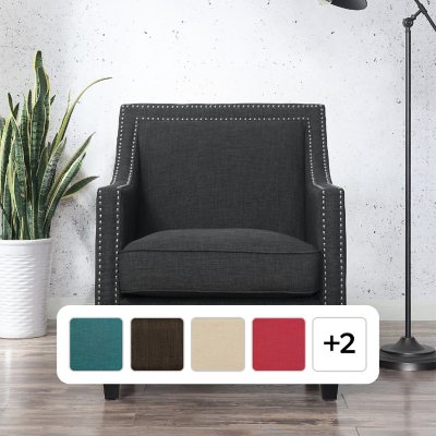 Click here for Emery Upholstered Chair with Silver Nailhead Trim... prices