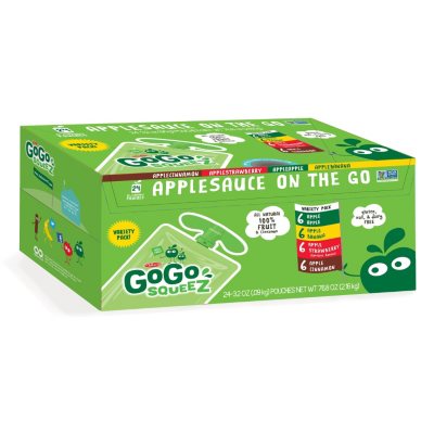 GoGo Squeez Applesauce on The Go, Variety Pack (3.2 oz. pouches, 24 pk ...