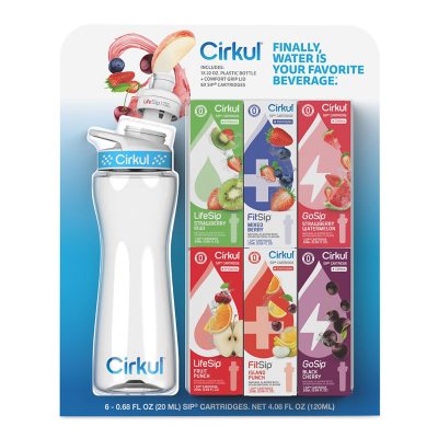 Cirkul 22-oz. Plastic Water Bottle Starter Kit With Blue Lid + 6 Flavor ...
