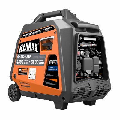 Genmax Portable Inverter Generator, 4800-Watt Remote Start CO Sensor ...