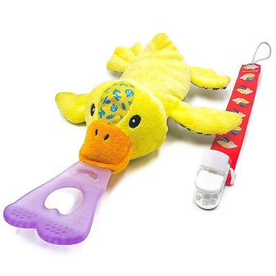 NISSI & JIREH 5-in-1 Detachable Universal Pacifier Holder Teether, Duck ...