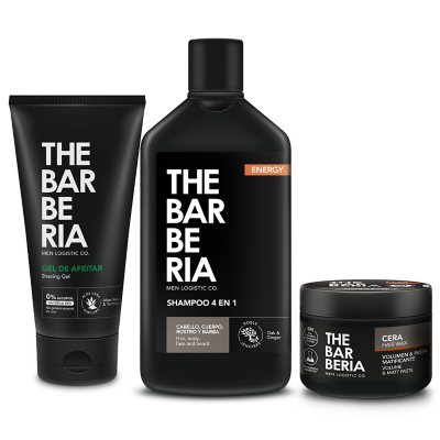 The Barberia Complete Hair & Beard Care Kit: Shampoo, Shaving Gel & Wax ...